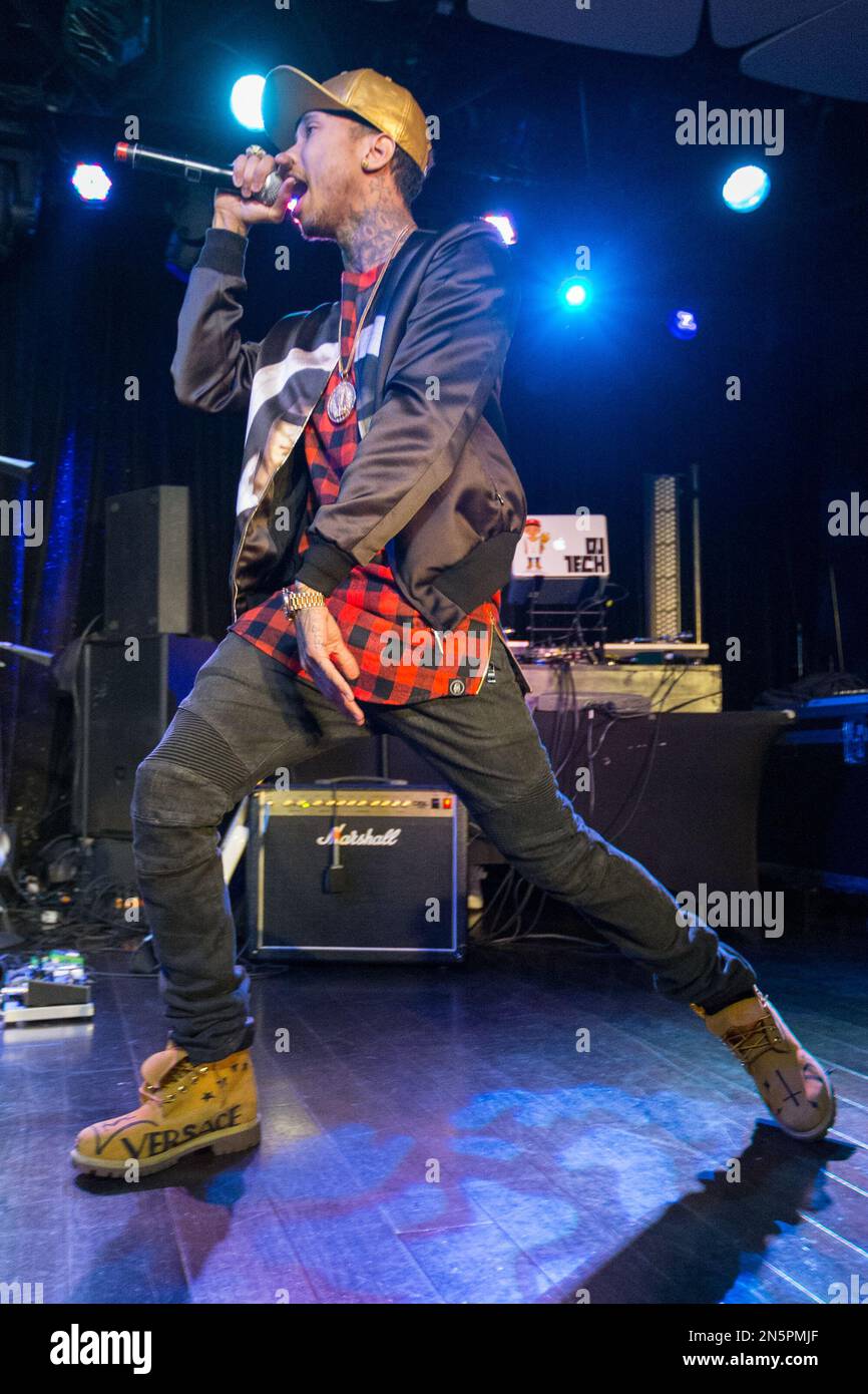 Rapper Tyga performs on stage during filming of SKEE Live on Tuesday ...