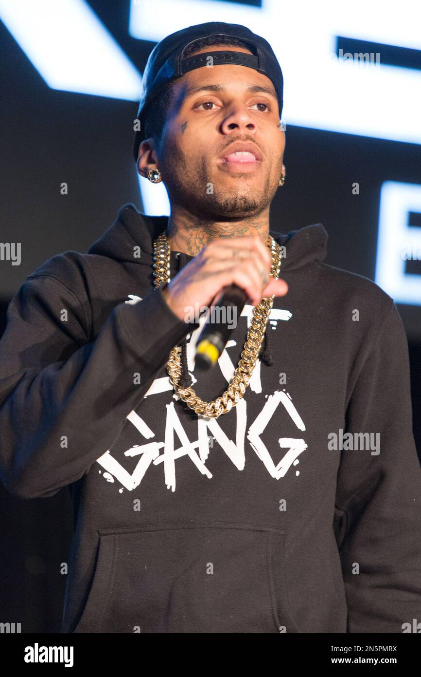 Rapper Kid Ink performs on stage during filming of SKEE Live on Tuesday ...