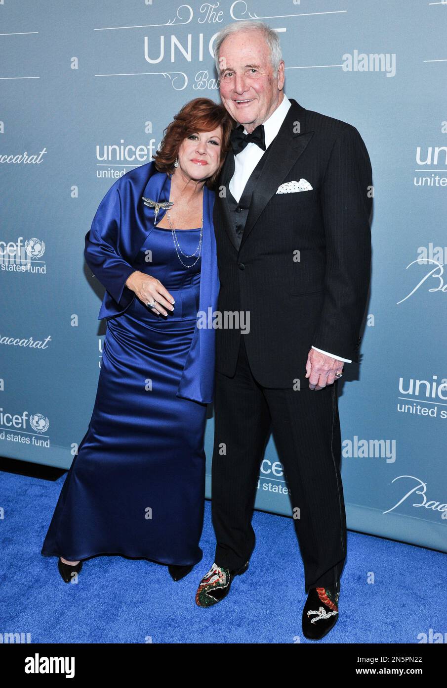 Susan Ekins, left, and Jerry Weintraub arrive at the 2014 UNICEF Ball ...