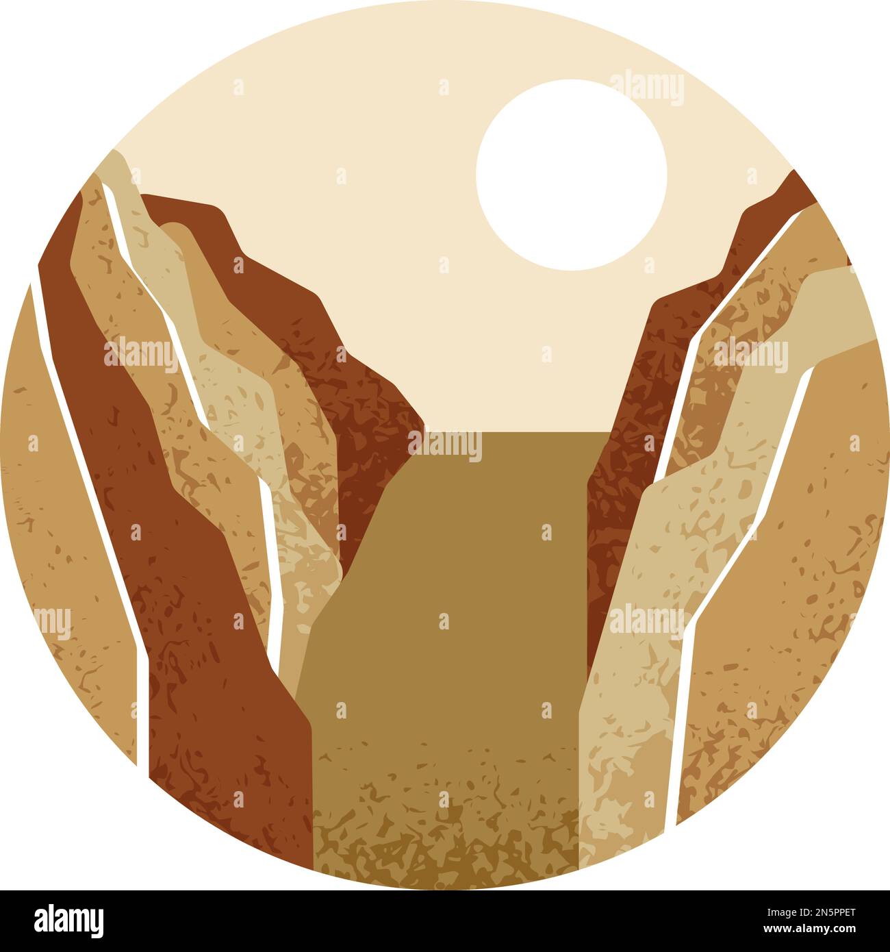 Landscape badge in modern boho style. Vintage round poster Stock Vector ...