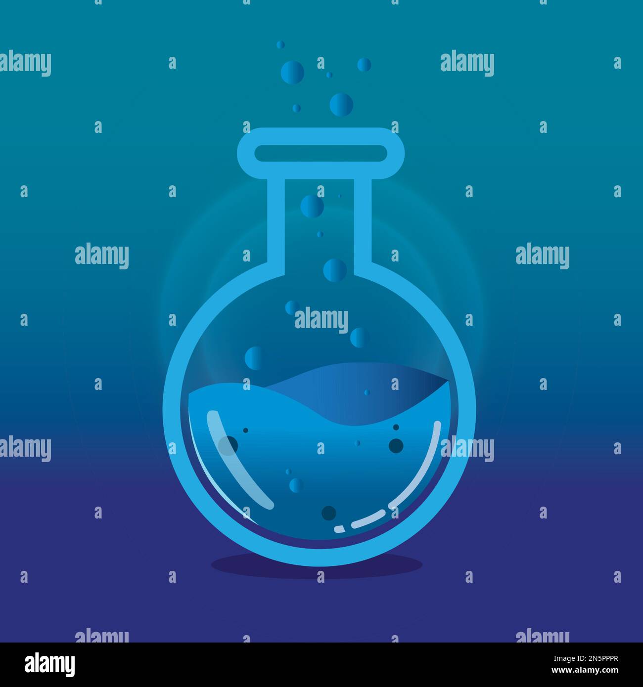 Potion icon in tones of blue with bubbles. Flat cartoon style. Vector ...