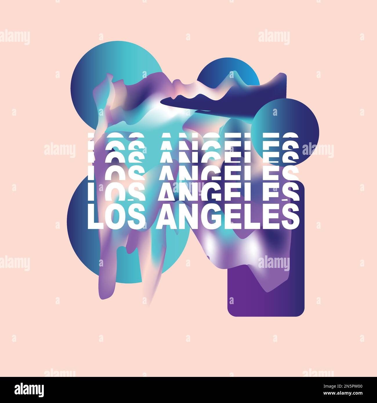 Los Angeles Typography Colourful Distortion Melt Sliced Text Lettering ...