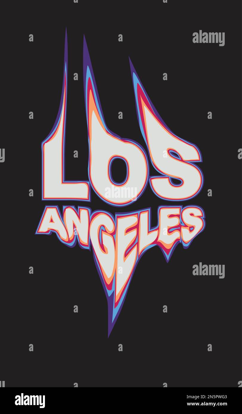 Los Angeles Typography Colourful Distortion Melt Text Effect Graphic ...