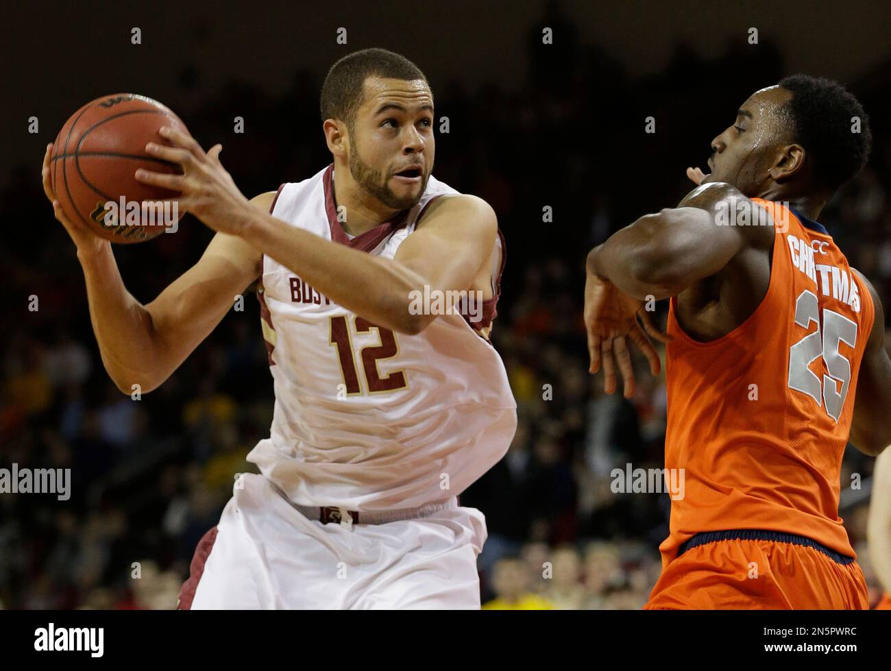 Boston College forward Ryan Anderson (12) looks to take a shot as ...