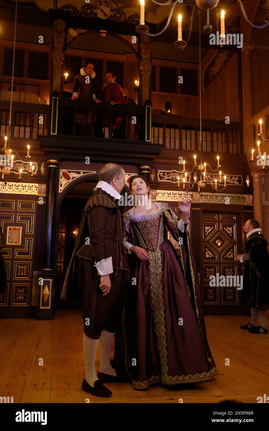 Cast members perform a scene from the play 'The Duchess of Malfi ...