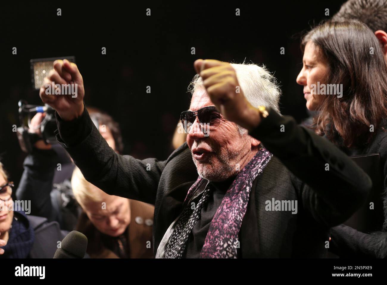 Italian fashion designer Roberto Cavalli talks with journalists prior ...