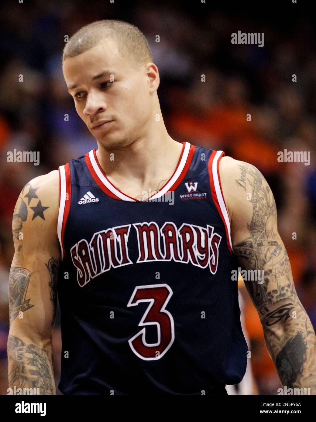 Saint Mary's Kerry Carter (3) looks on during a stop in play in the ...