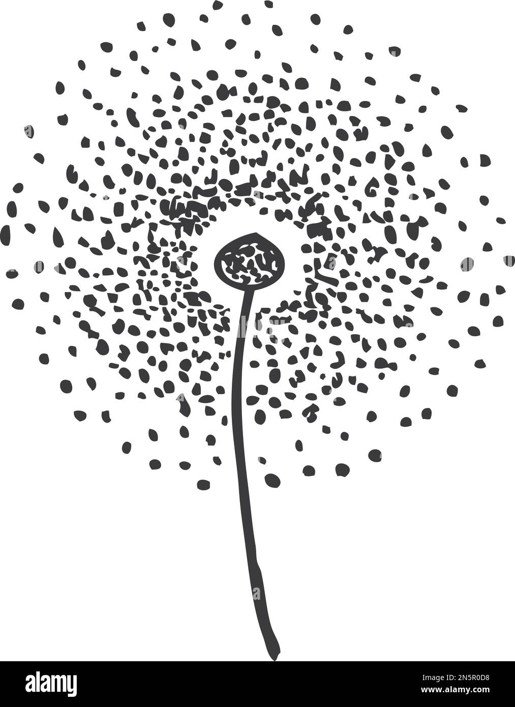 Dandelion drawing. Black ink flower sketch icon Stock Vector Image ...