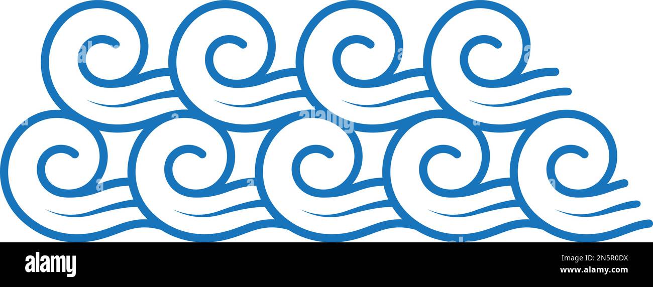 Decorative waves ornament. Blue curvy line pattern Stock Vector Image ...
