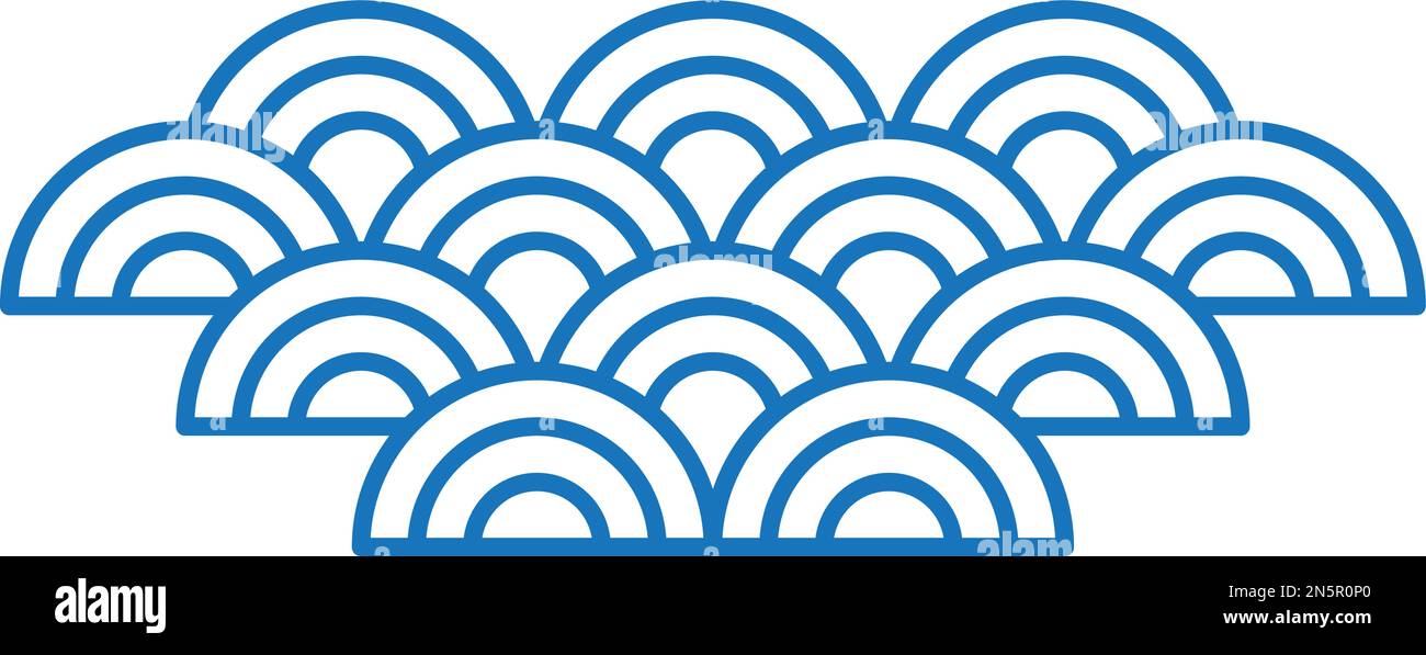 Semi circle pattern. Blue smooth lines ornament Stock Vector Image ...