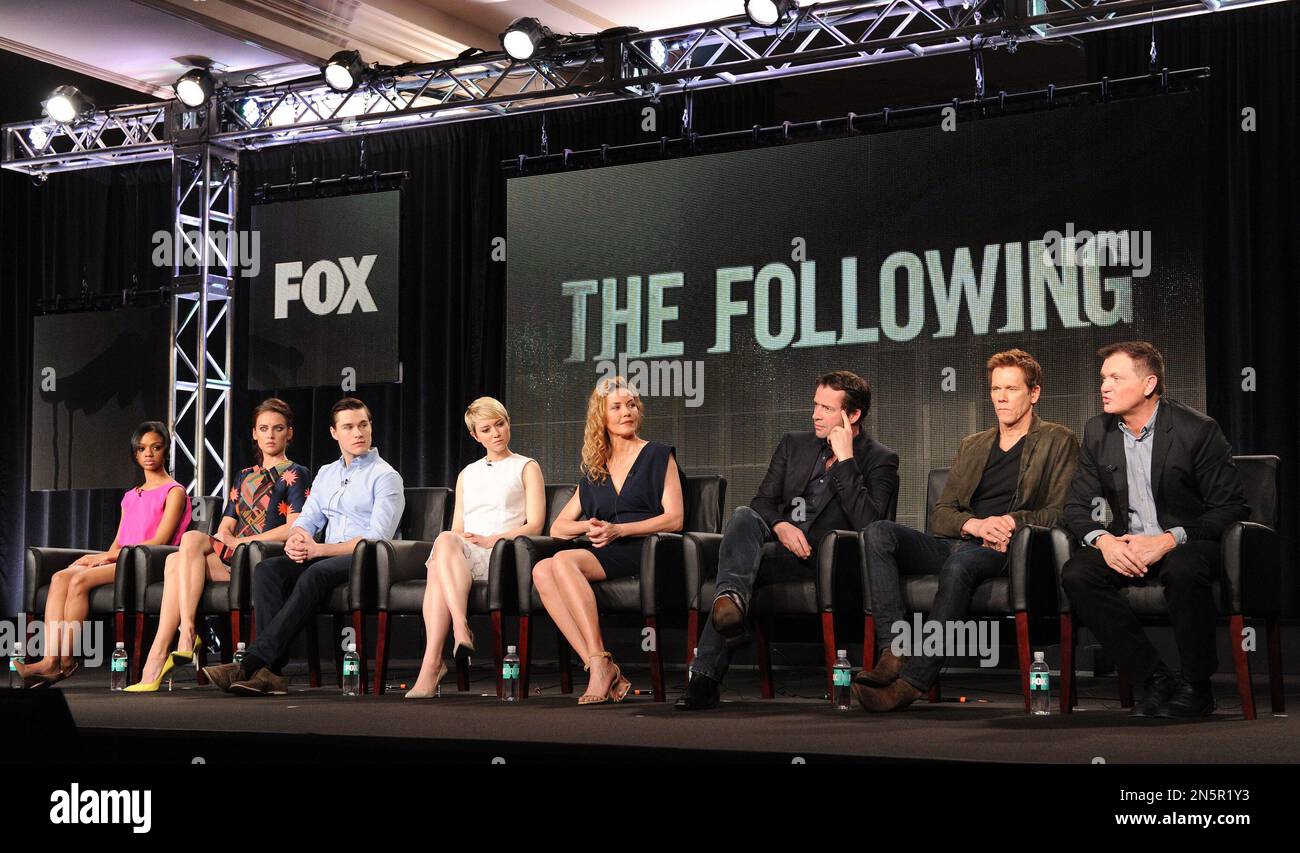 From left, cast members Tiffany Boone, Jessica Stroup, Sam Underwood ...