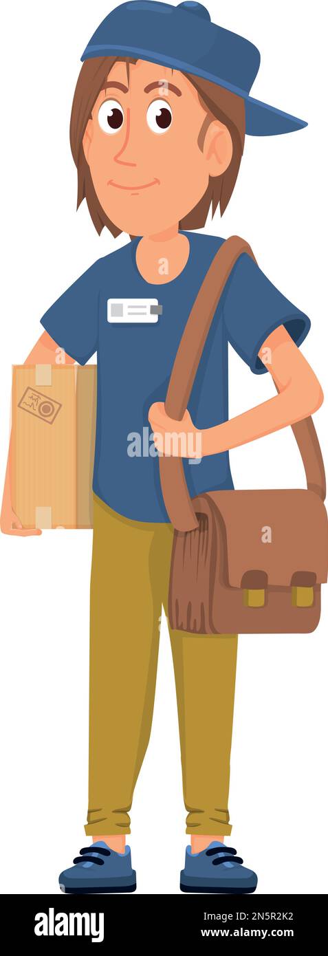 Delivery guy cartoon character. Man holding parcel Stock Vector Image ...