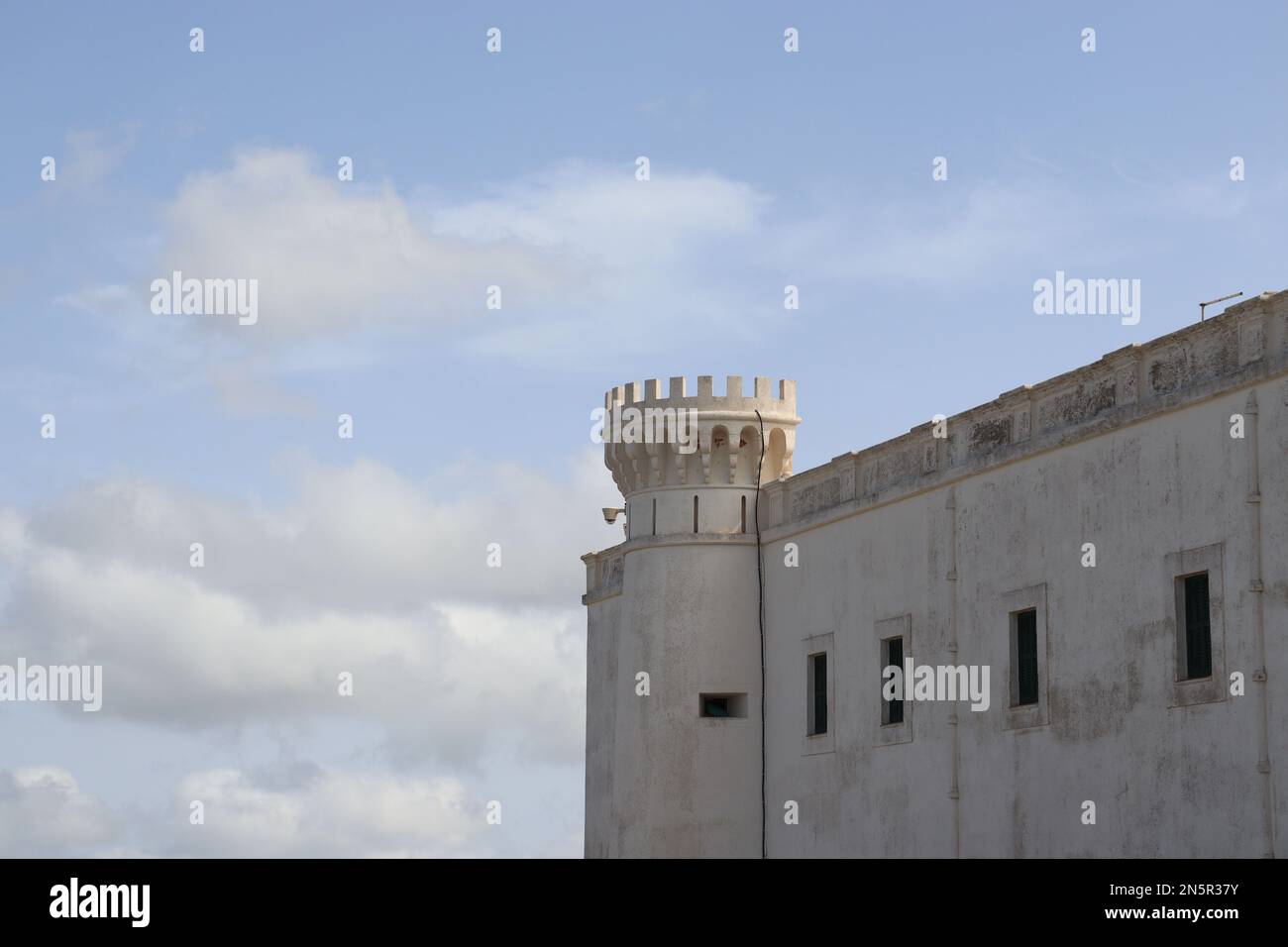 A white tower from the santuary on the top of Monte Toro, the highest ...