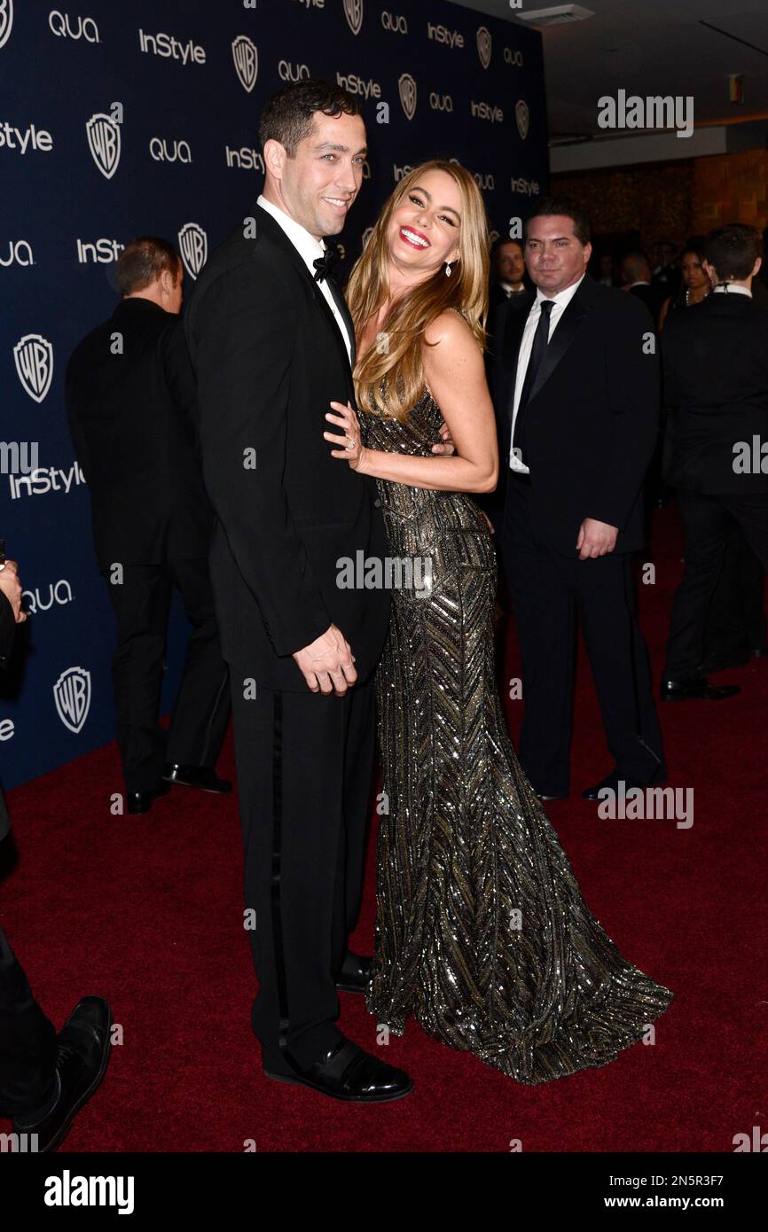 Joe Gonzalez and Sofia Vergara seen at the 71st Annual Golden Globe ...