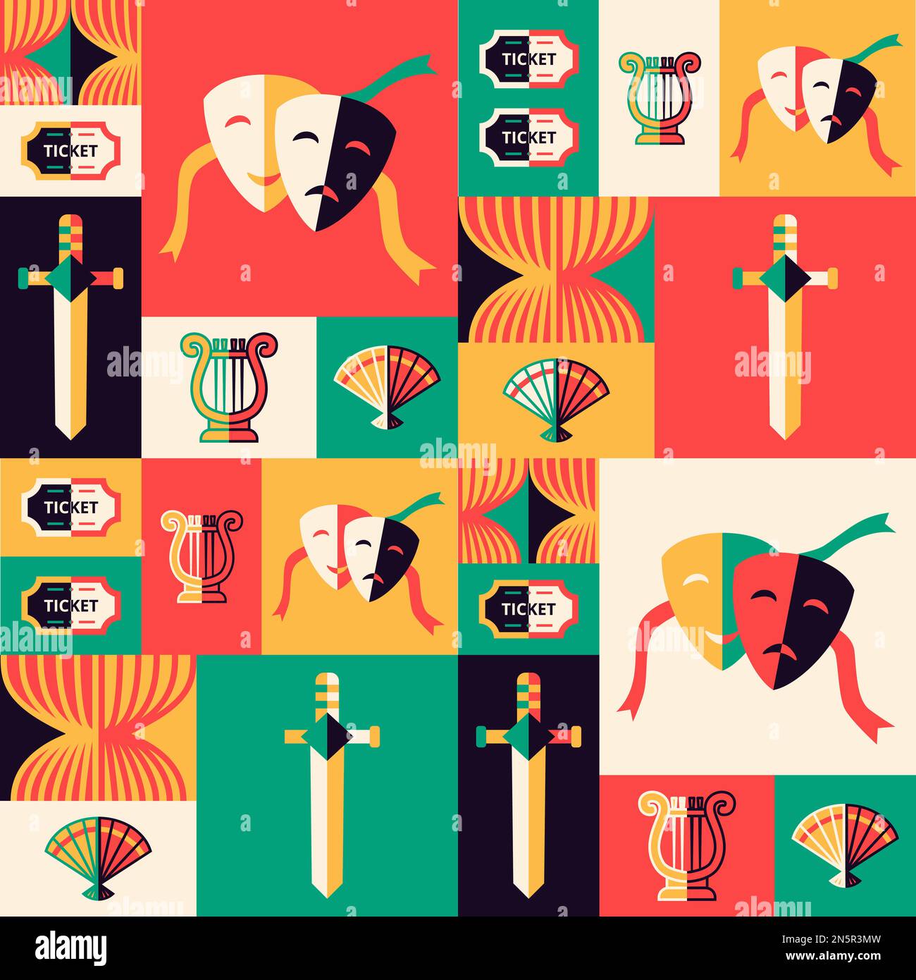 Theater Square Seamless Pattern Stock Vector Image & Art - Alamy