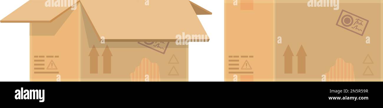 Open and closed cardboard boxes. Shipping service icon Stock Vector ...