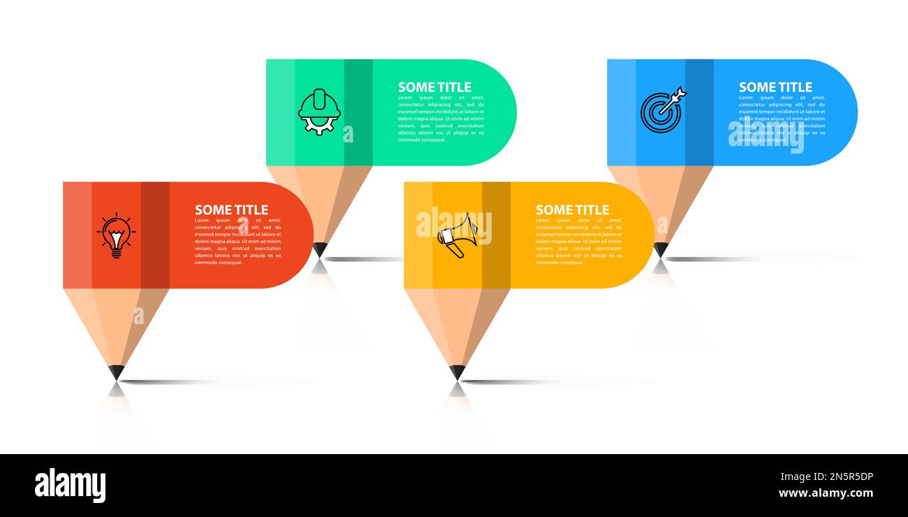 Infographic template with icons and 4 options or steps. Pencil. Can be ...