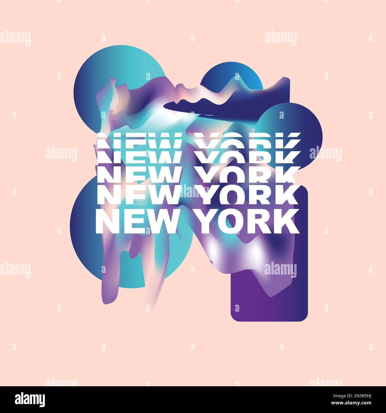 New York Typography Modern Colourful Distortion Melt Sliced Text ...