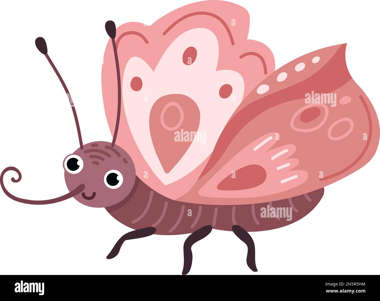 Cute moth character. Wild summer animal. Funny insect Stock Vector ...