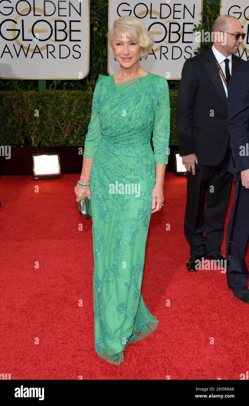 Helen Mirren arrives at the 71st annual Golden Globe Awards at the ...