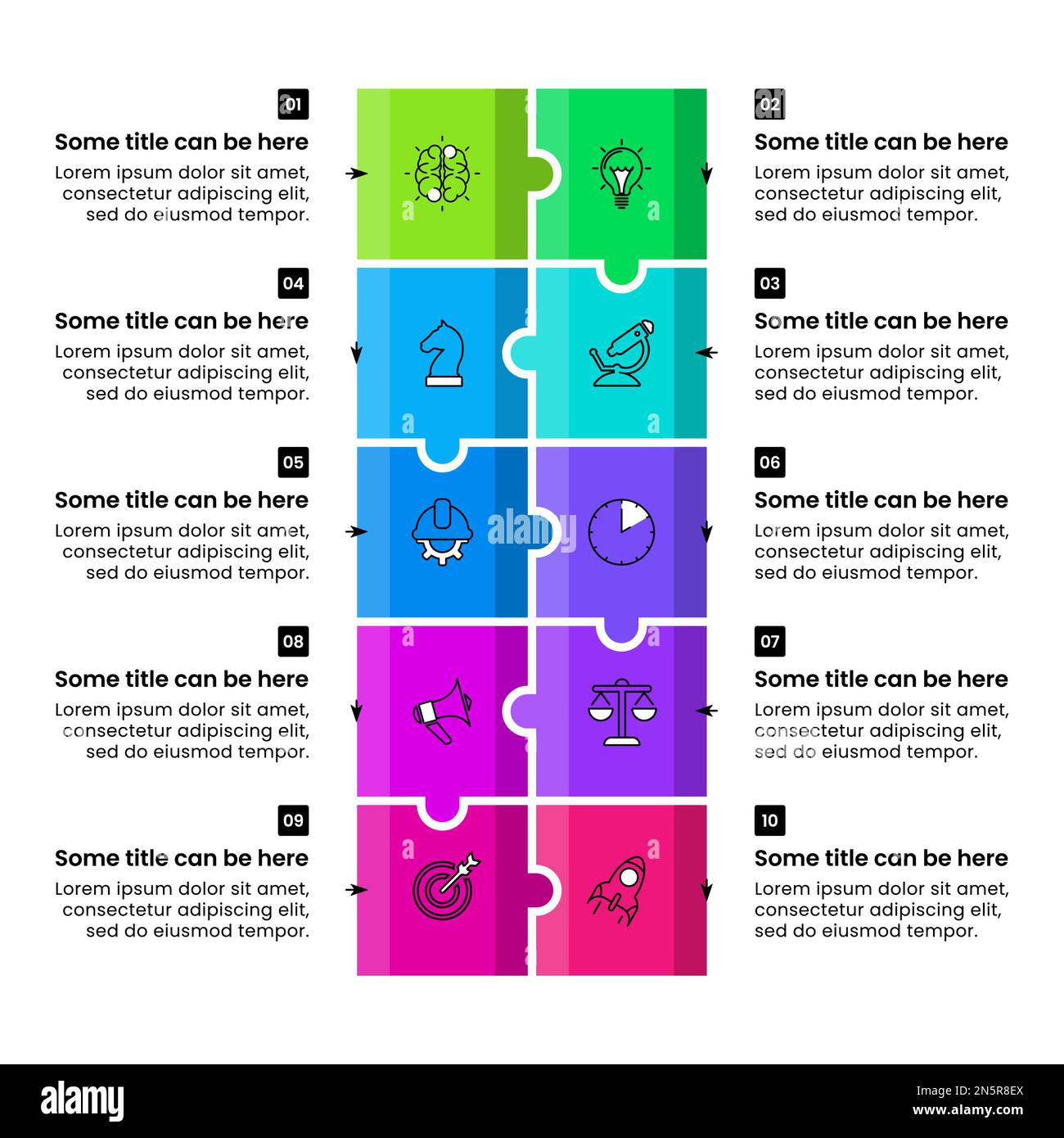 Infographic template with icons and 10 options or steps. Puzzle. Can be ...
