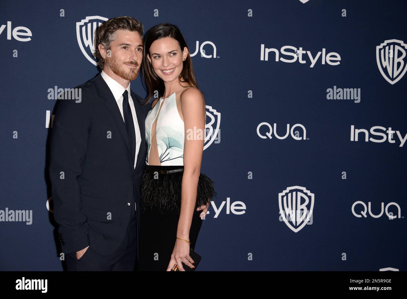 Dave Annable and Odette Annable seen at the 71st Annual Golden Globe ...