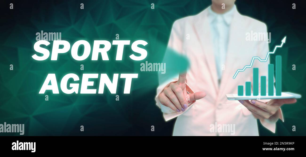 Hand writing sign Sports Agent. Conceptual photo person manages ...