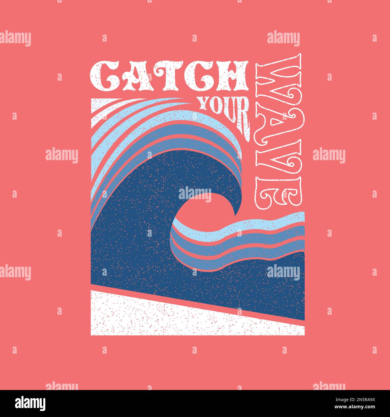 Catch your Waves Ocean Wave illustration typography Distressed Poster ...