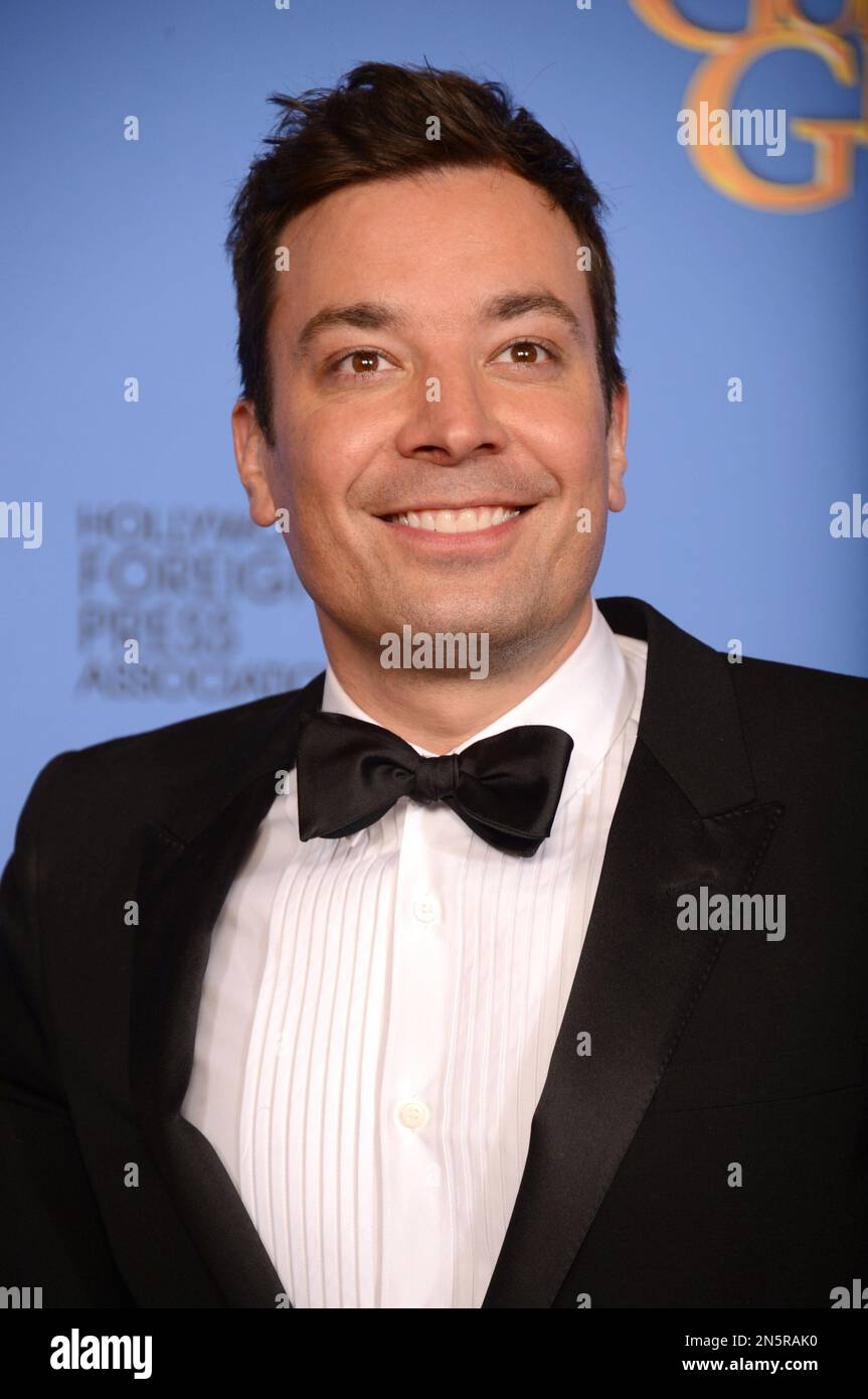 Jimmy Fallon poses in the press room at the 71st annual Golden Globe ...