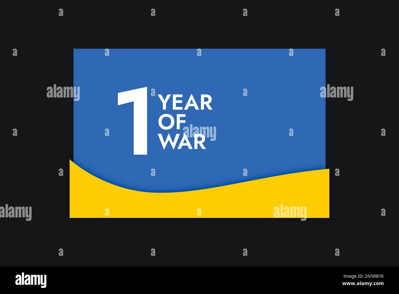 Letter with the words One Year of War on the background of the yellow ...