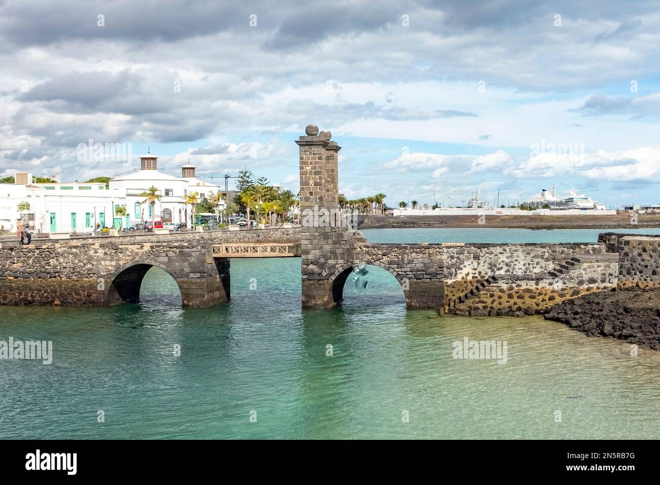 Historic draw bridge leading to San Gabriel Castle, Arrecife, capital ...