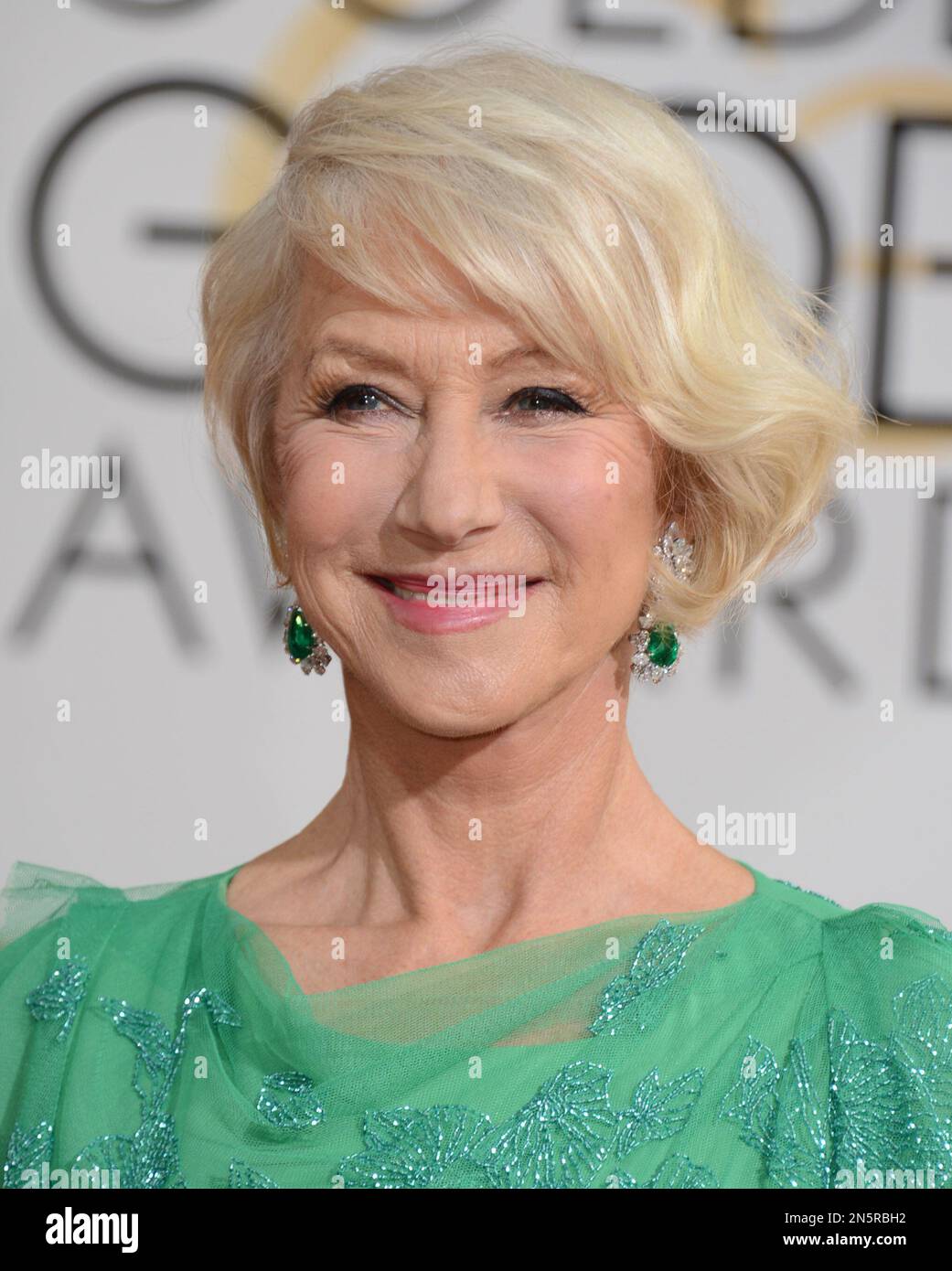 Helen Mirren arrives at the 71st annual Golden Globe Awards at the ...