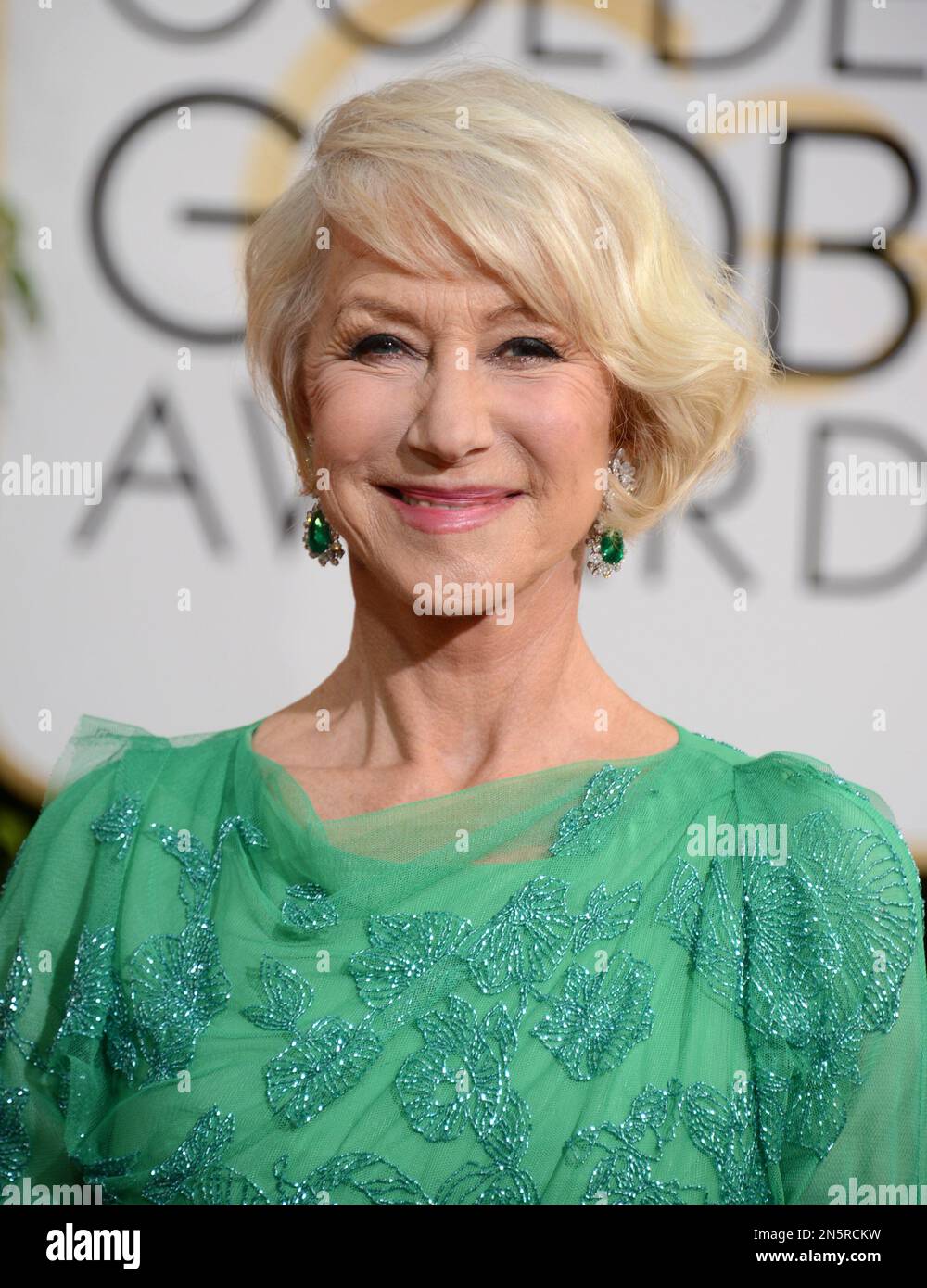 Helen Mirren arrives at the 71st annual Golden Globe Awards at the ...