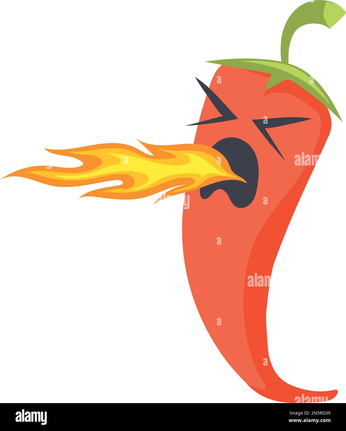 Kawaii red hot pepper character with fire flame isolated on white ...