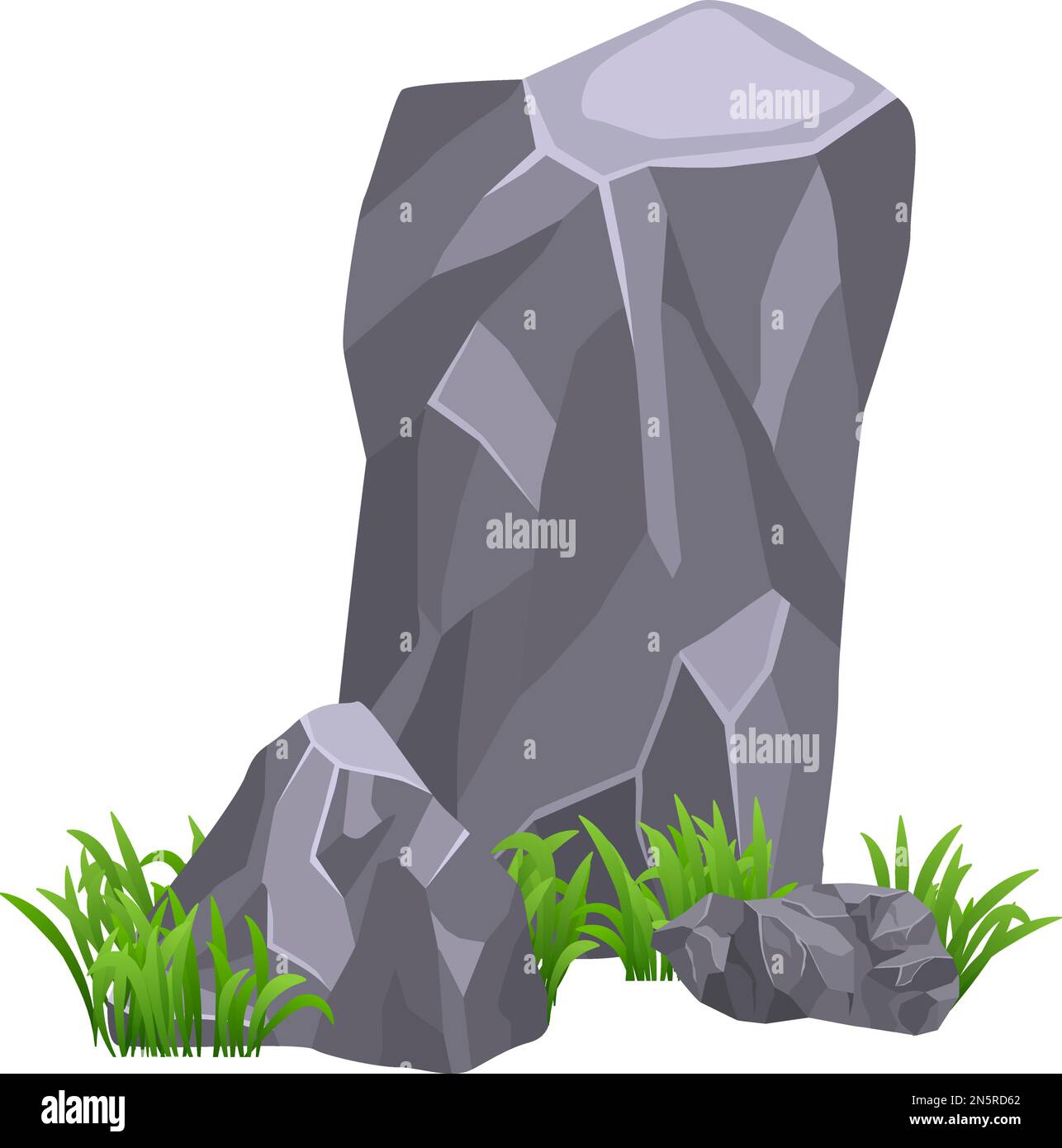 Stone formation with growing grass. Mountain landscape element Stock ...