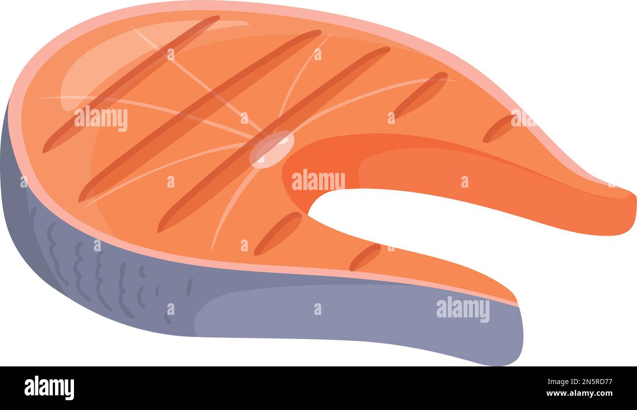 Grilled fish slice. Roasted steak cartoon icon isolated on white ...