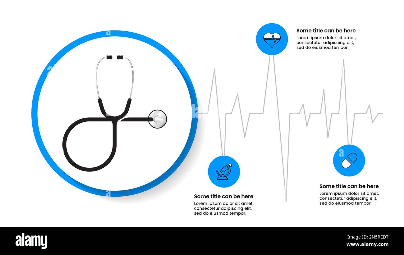 Infographic template with icons and 3 options or steps. Stethoscope ...