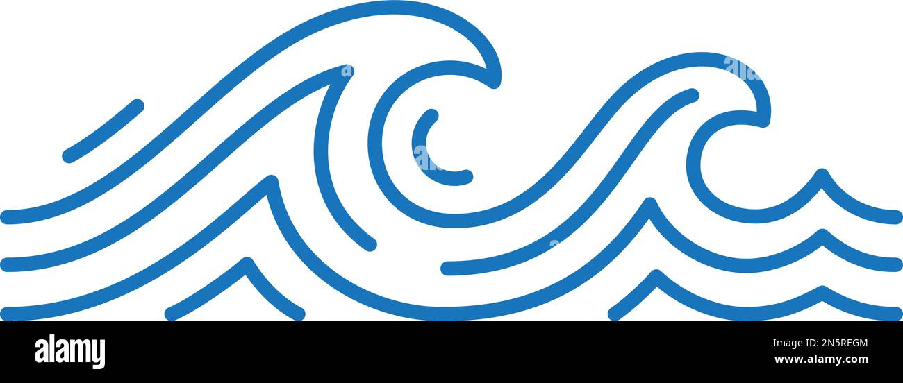 Stormy wave symbol. Blue water line pattern Stock Vector Image & Art ...