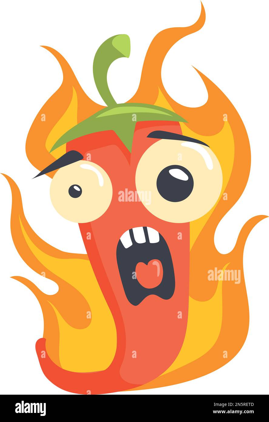 Screaming chili pepper character. Kawaii red hot mascot isolated on ...