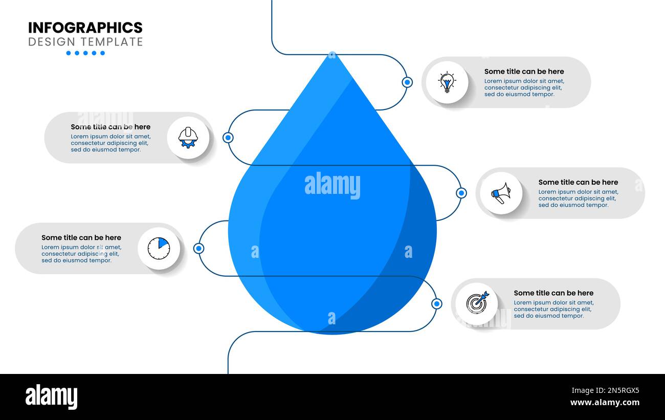 Infographic template with icons and 5 options or steps. Water drop. Can ...