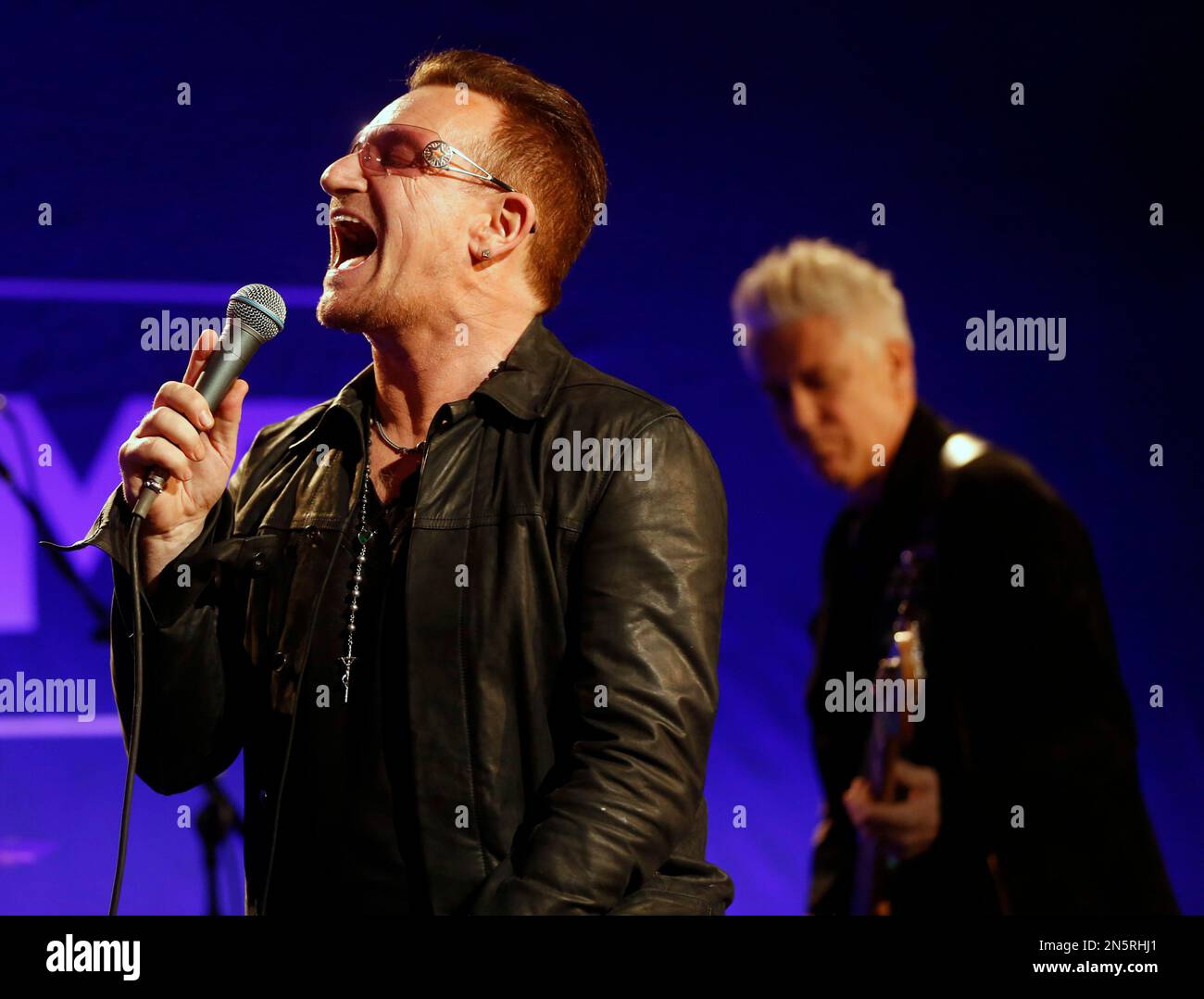 Bono performs on stage at the 3rd Annual Sean Penn & Friends HELP HAITI ...