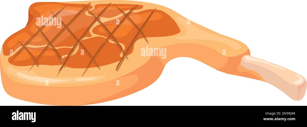 Grilled pork rib cartoon icon. Barbecue symbol isolated on white ...