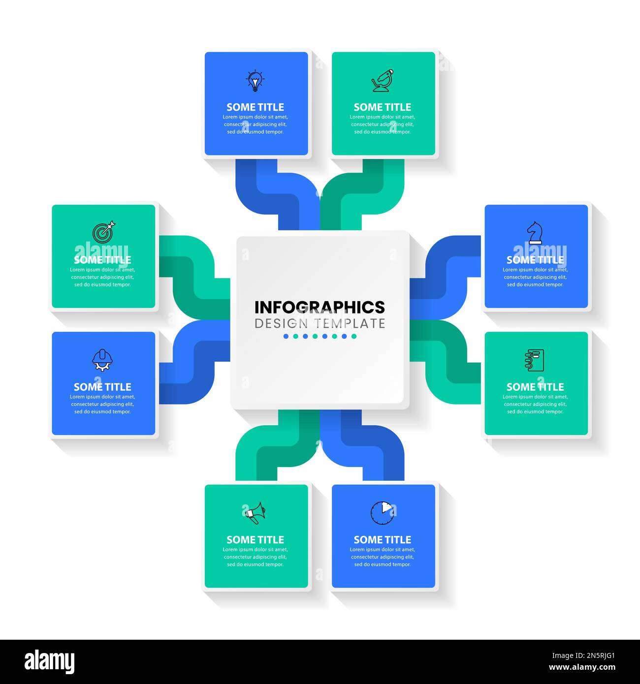 Infographic template with icons and 8 options or steps. Squares. Can be ...