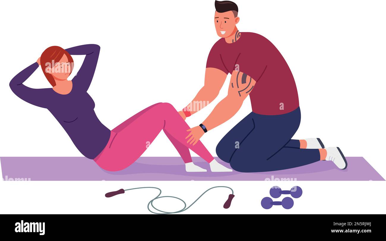 Woman training personal instructor Stock Vector Images - Alamy
