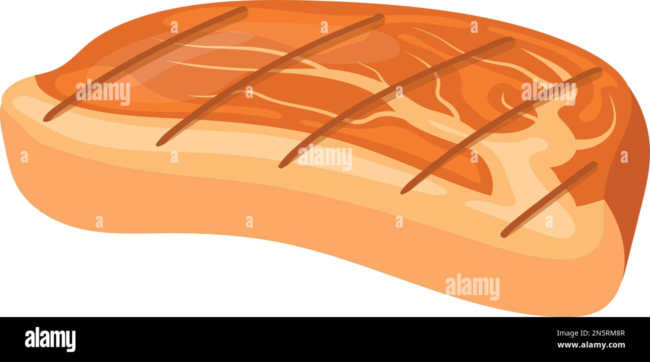 Grilled pork steak cartoon icon. Roasted meat isolated on white ...