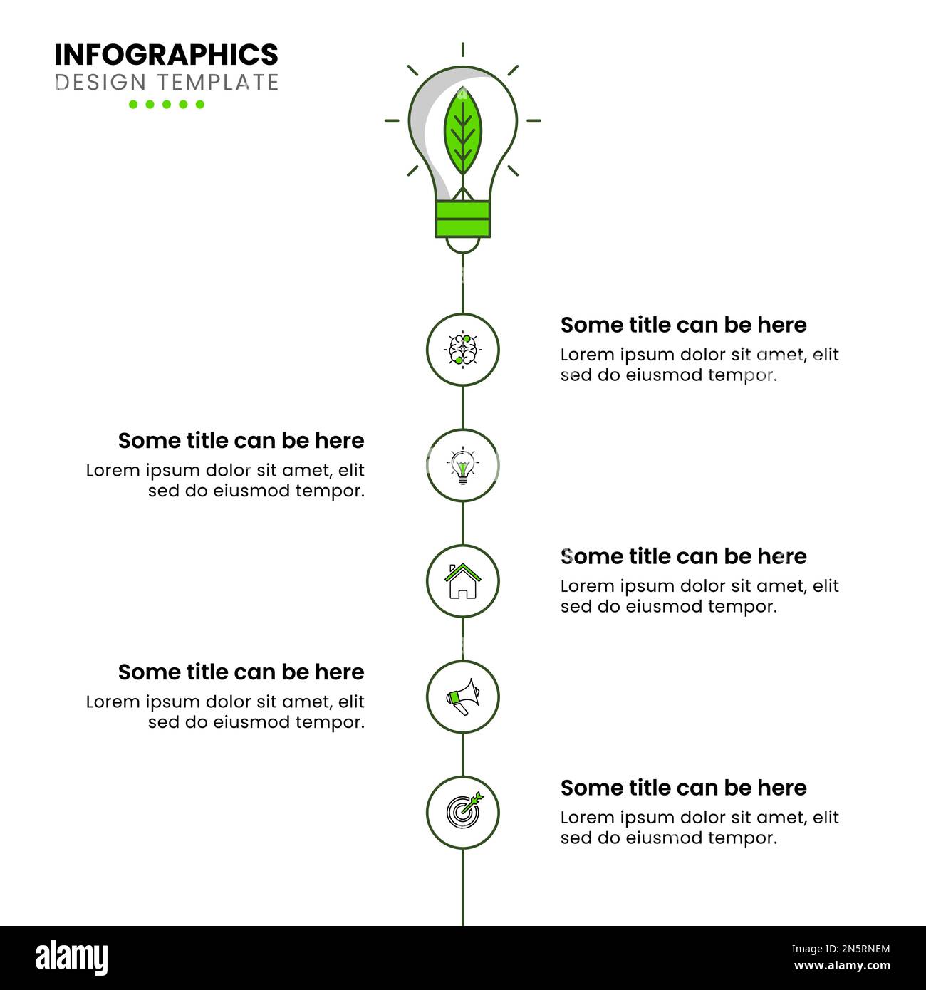 Infographic template with icons and 5 options or steps. Green energy ...