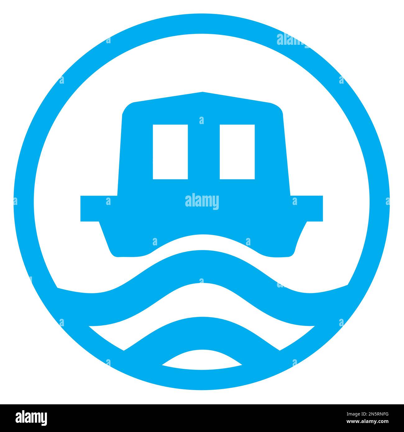 Blue and white vector graphic of a map symbol for boat hire. It ...