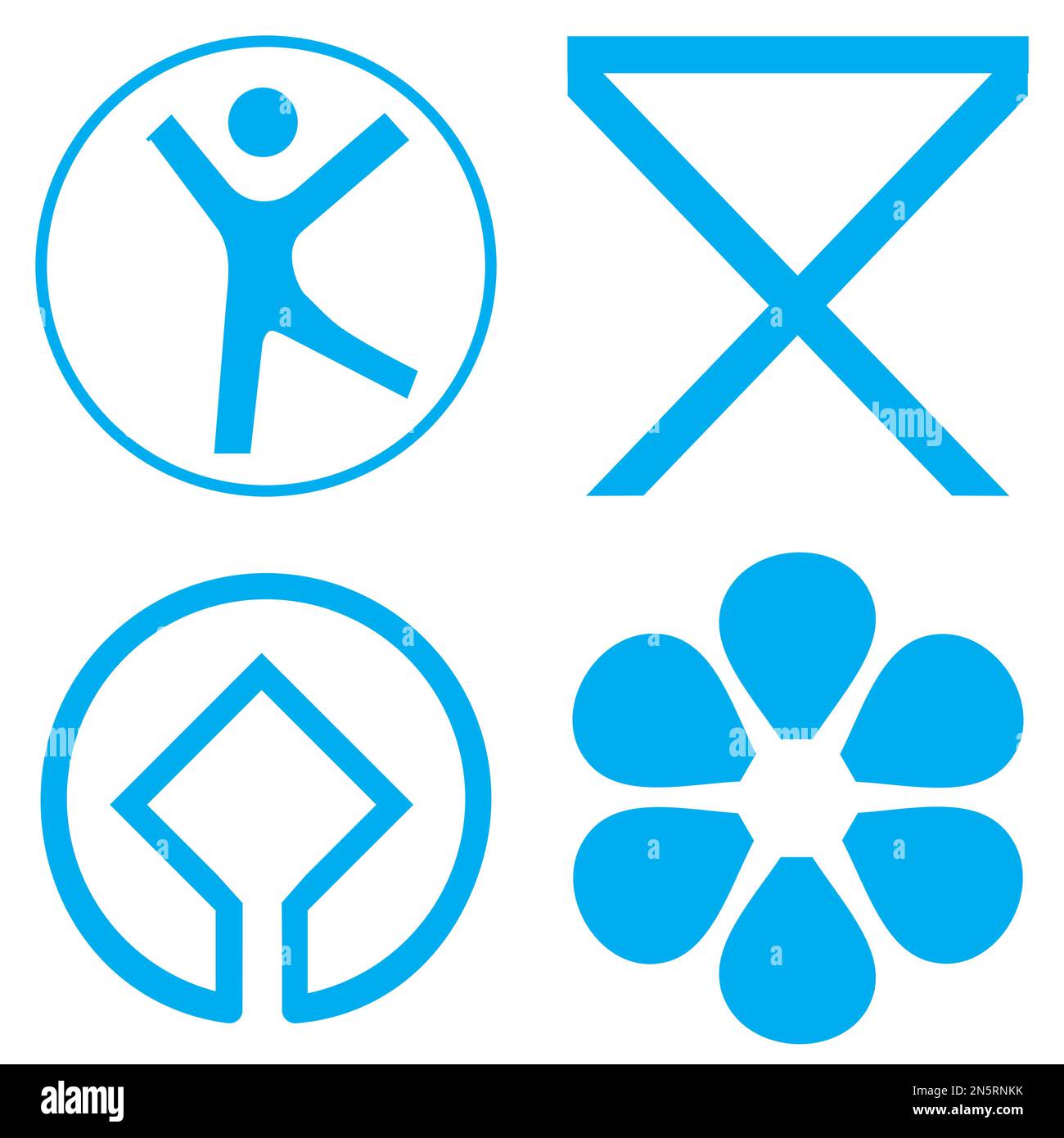 Vector graphic set of map symbols. Blue and white icons for ...