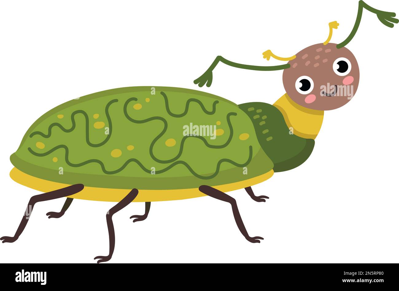 Cute green bug with happy face. Funny insect Stock Vector Image & Art ...