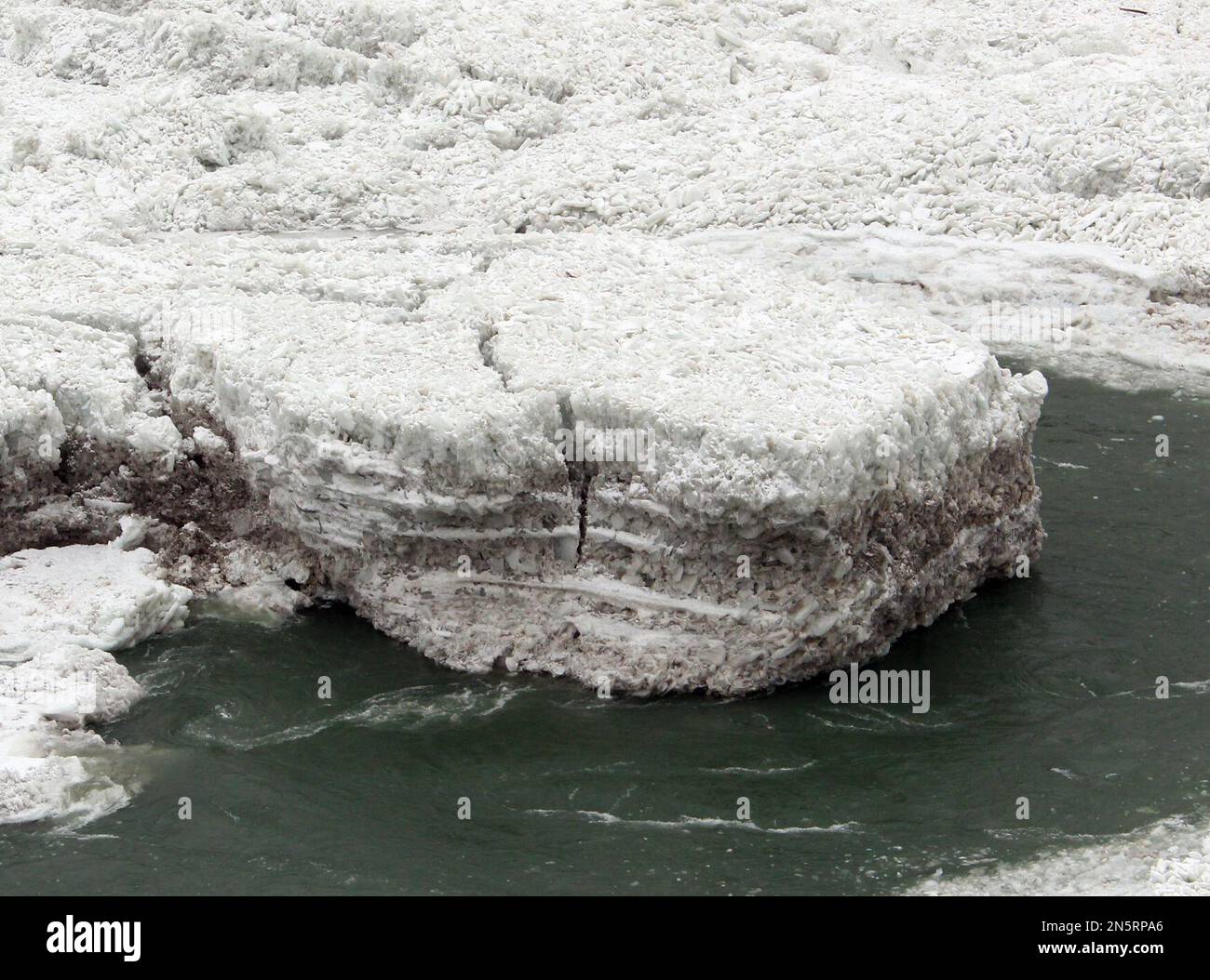 In this Jan. 10, 2104 photo, a large chunk of ice sits in a whirlpool ...